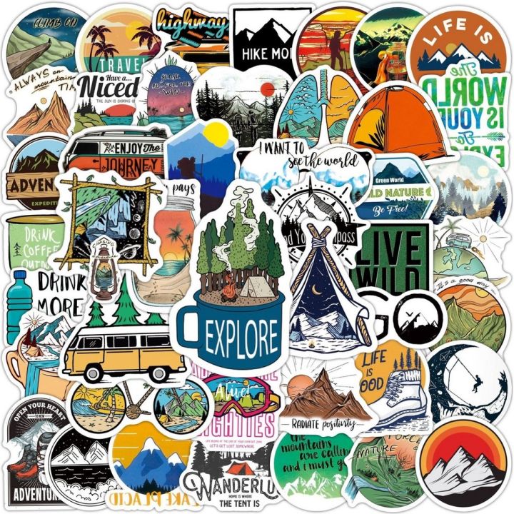 50/100pcs Forest Camping Hiking Stickers Outdoor Travel Beautiful ...
