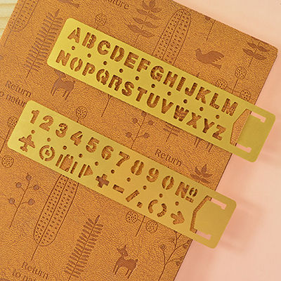 K-style Retro Brass Multifunctional Bookmark Drawing Ruler Template ...