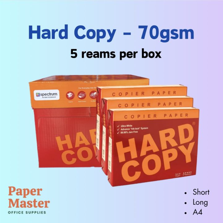 Hard Copy - 1 box (5 reams) Copier Bond Paper - 70gsm | Lazada PH