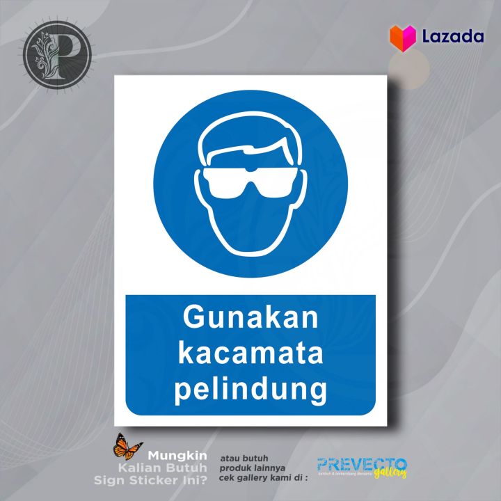 Sticker Safety Sign K3 Rambu Gunakan Kacamata Pelindung | Lazada Indonesia