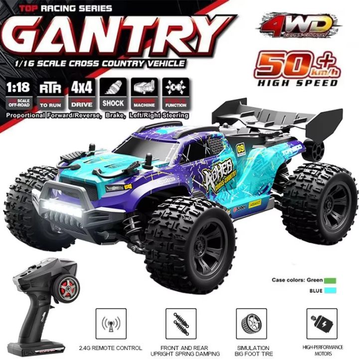 1:18 50KM/H 4WD RC Car With LED 2.4G Remote Control Cars High Speed Drift Monster 4x4 Truck for ...
