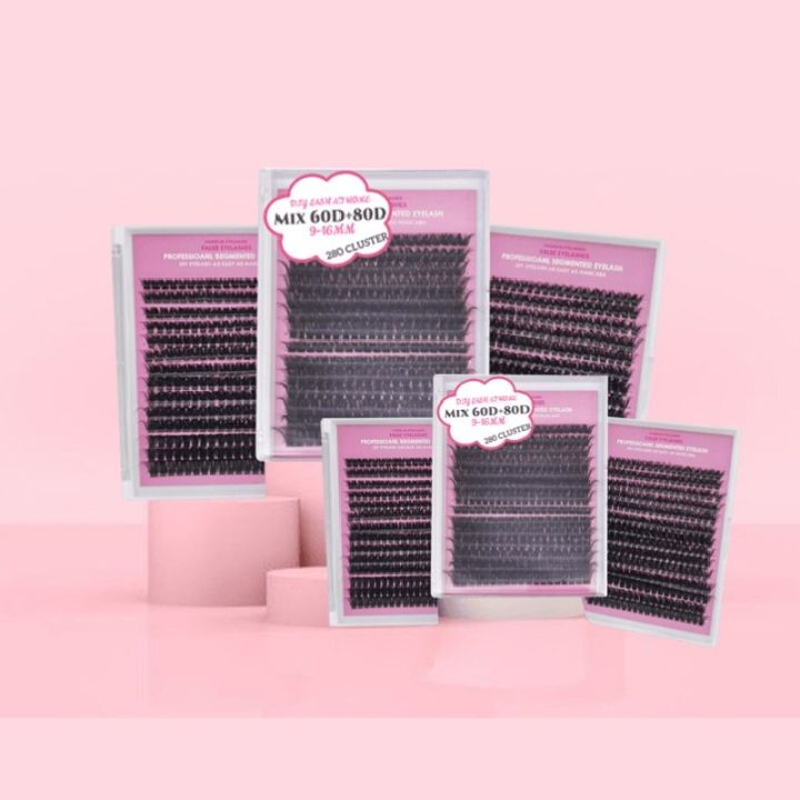 280pcs 60D/80D Mix Length C/D Curl Easy to Apply at Home DIY Lash ...