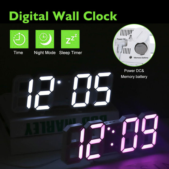 3D LED Digital Clock LED Jam Dinding / Meja Modern Wall Table Desk ...
