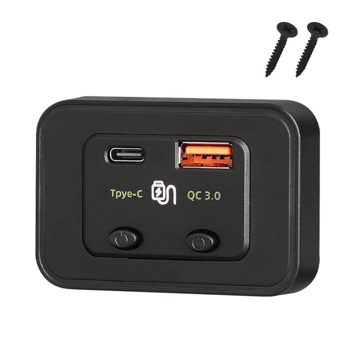 48W ที่ชาร์จเร็ว QC USB Type C 12V/24V พร้อมปุ่มเปิด/ปิดสำหรับรถยานพาหนะเรือ SUV รถบัสรถบรรทุก ...