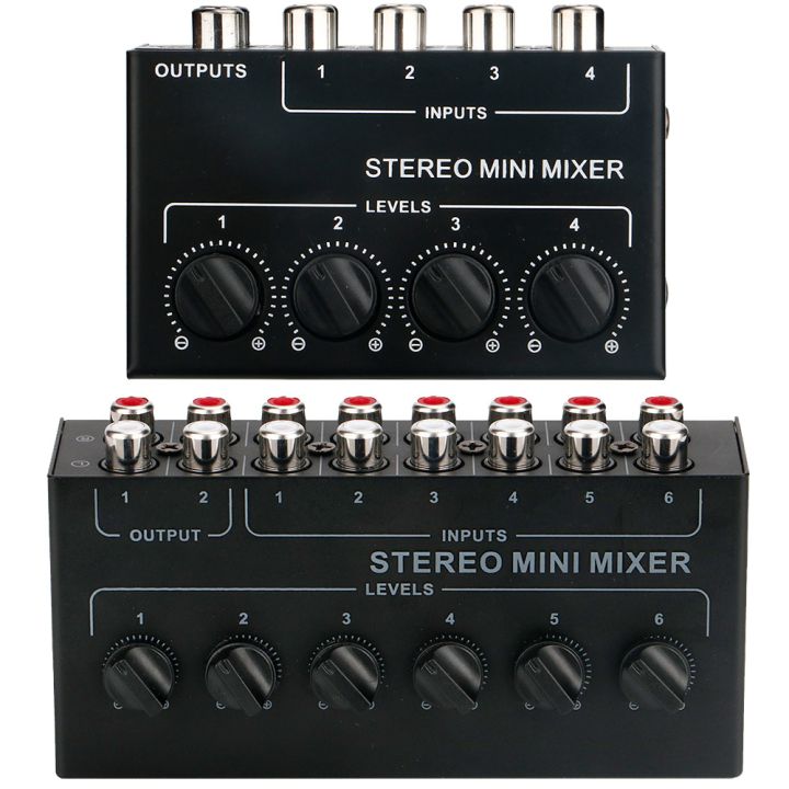4 6 Channels Stereo Passive Mixer Mini Audio Mixer Portable Sound Mixer ...