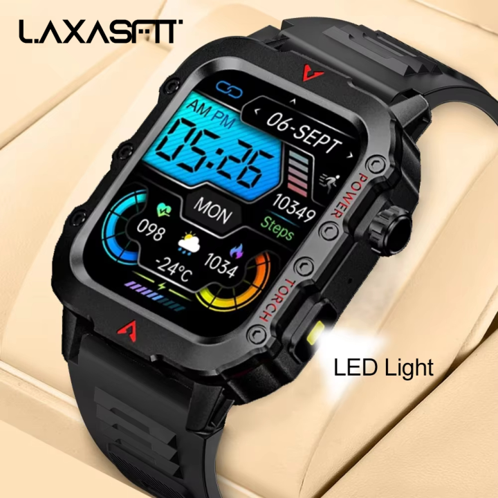 LAXASFIT New Men's Smart Watch LED Flashlight Outdoor Sports Smart ...