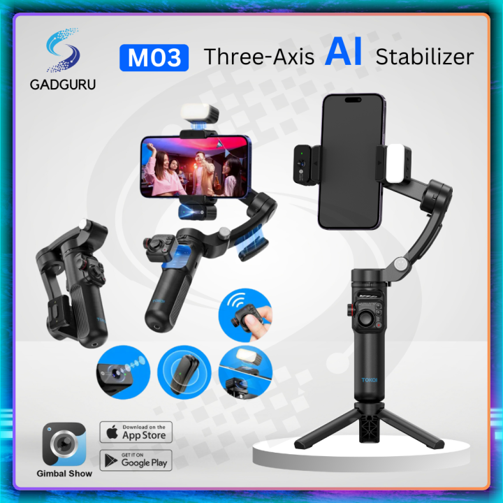 Gadguru TOKQI-M03 3-Axis Bluetooth Handheld Gimbal Stabilizer ...