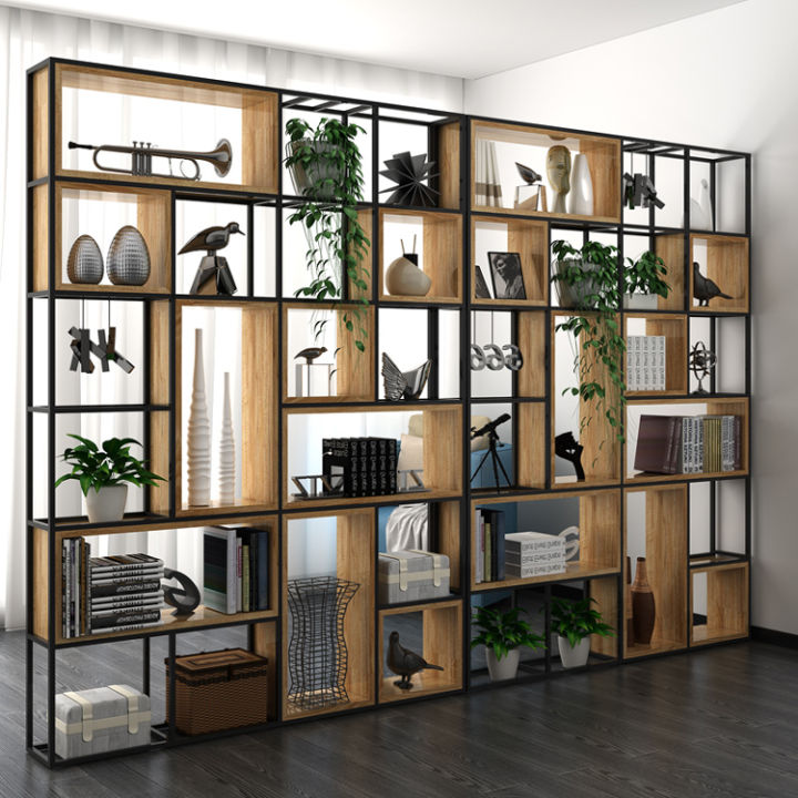 Scandinavian Iron Art Partition Shelf Office Screen Loft Shelf Solid ...