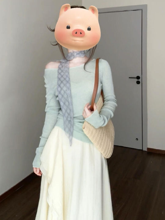 AICAILIN | ชุดเดรสถักผู้หญิงสไตล์ใหม่ ฤดูใบไม้ร่วงและหนาว 2026 สีเขียว ...