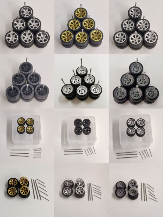 Alloy Car Model 1/64 Modified Rim Rubber Tire Car Wheel Modification ...