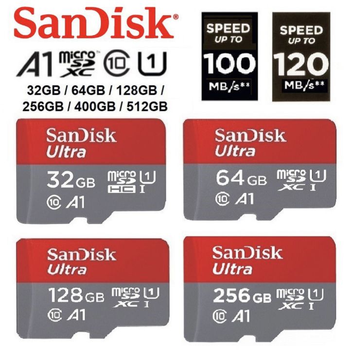 Sandisk Ultra 32GB 64GB 128GB 256GB MircoSD Class 10 Up to 100MB/s or ...