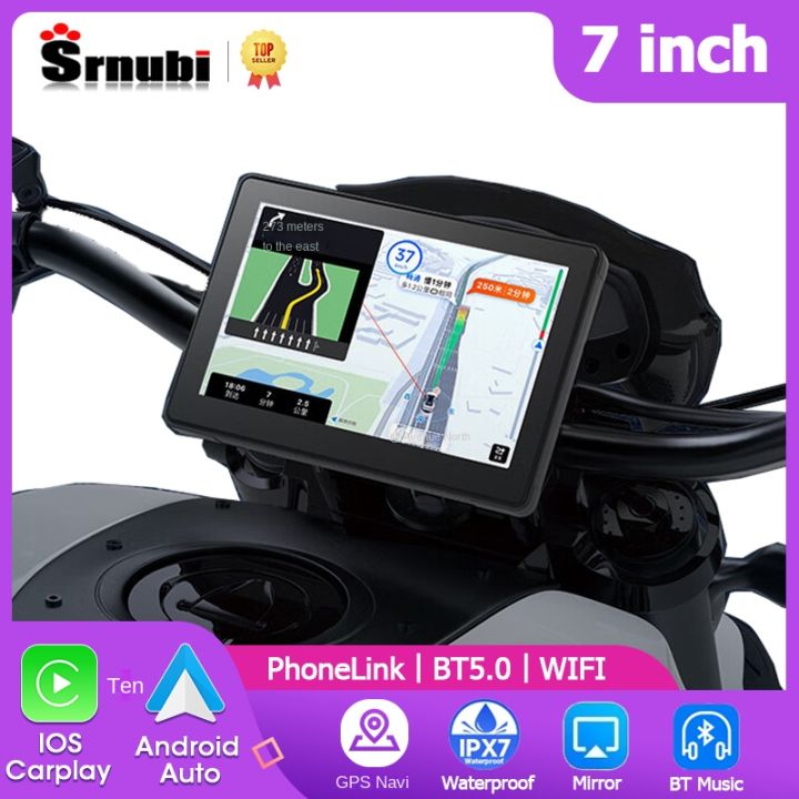 7 Inch Portable Motorcycle Navigation GPS Wireless Apple Carplay ...