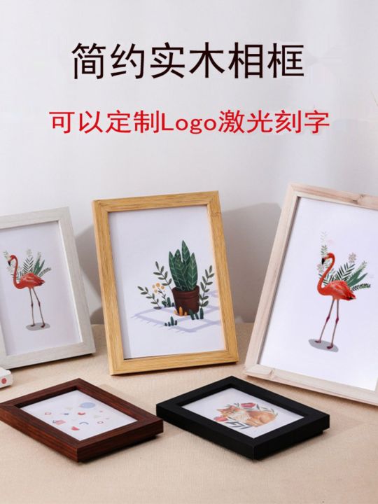 Simple Solid Wood Square Photo Frame Stand Wall Hanging 6 7 8 10 A4 A5 ...