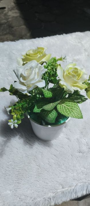 Bunga Mawar Plastik Lengkap Dengan Pot | Lazada Indonesia