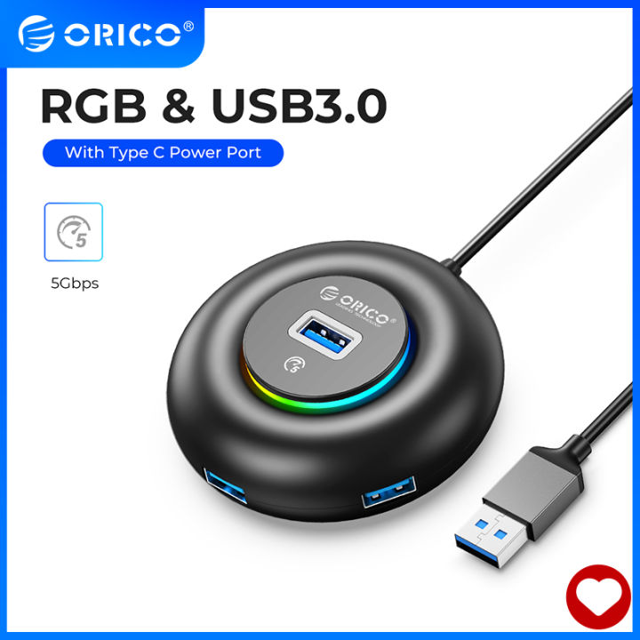 ORICO USB Hub 5 Ports Box Round Type C Hub Multi-USB Splitter with RGB ...