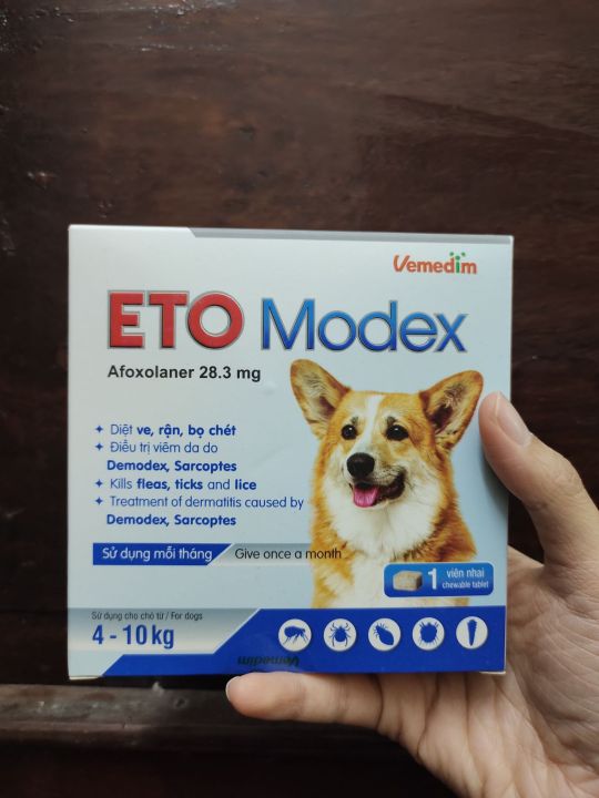 Viên uống trị ve, rận, bọ chét, ghẻ Eto Modex màu xanh dương cho chó 4 ...