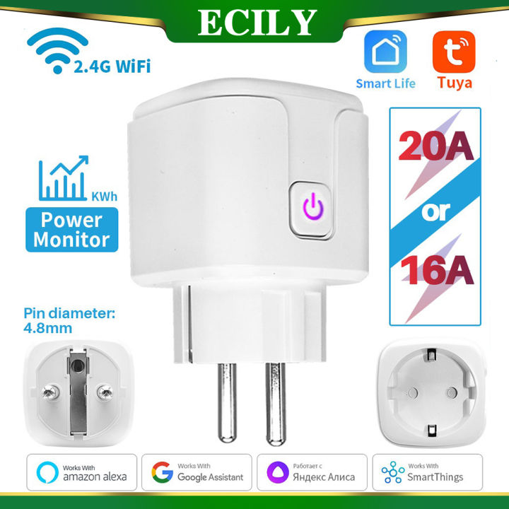 ECILY Doodle WiFi Smart Plug 16A/20A EU Smart Socket with Power Monitor Timing Smart Life ...