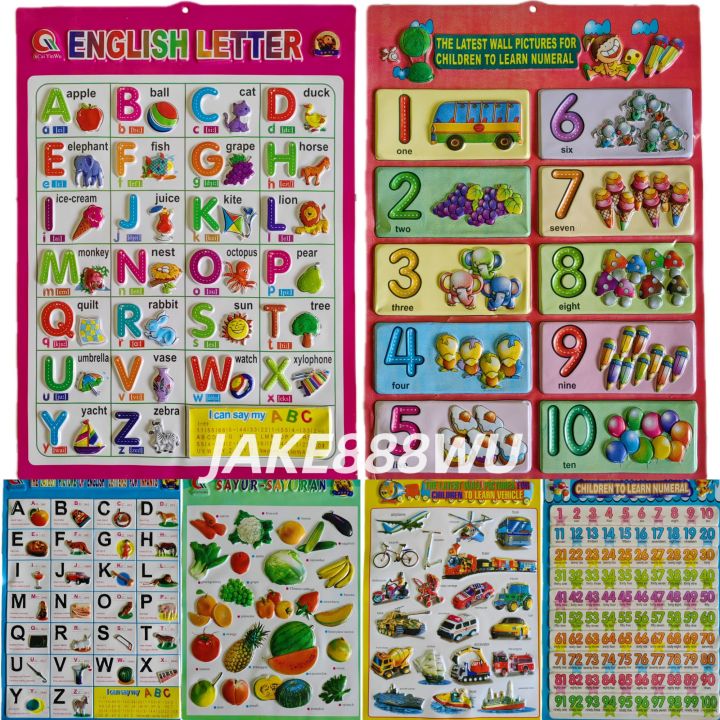 Big size 58x42cm Educational wall 3D Chart for kids Learning Materials ...