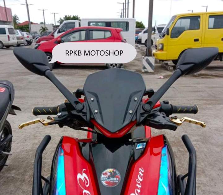 Black Visor with Bracket and Side Mirror for Aerox/Click/Beat/Mio/Smash ...