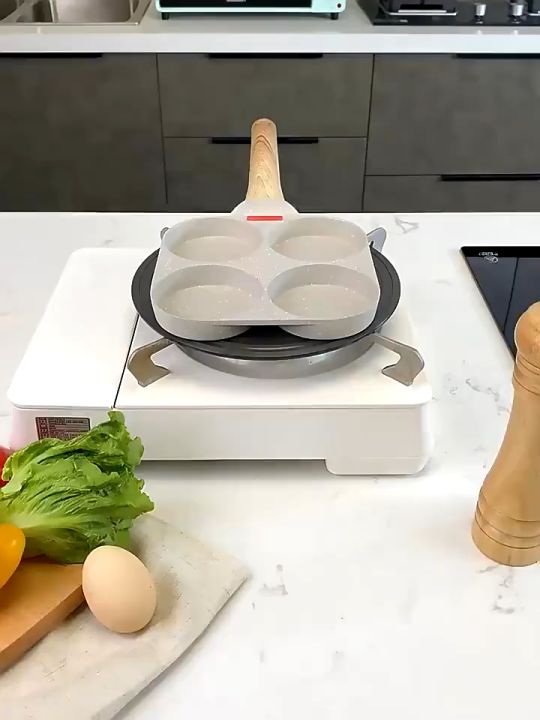 Fried Egg Burger Pan Non-Stick 4-in-1 Pan Household Frying Pan Four ...