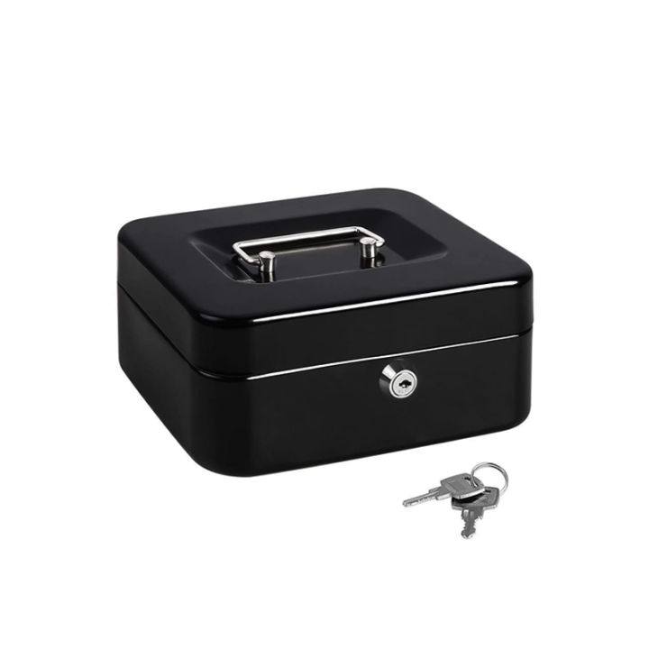 Pocket-Sized Cash Vault 15cm Portable Lockable Cash Box with Coins Tray ...
