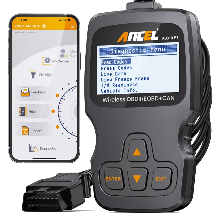 Ancel AD310 BT OBD2 Scanner 2 in 1 Wired+ Wireless Car Diagnostic Tool ...