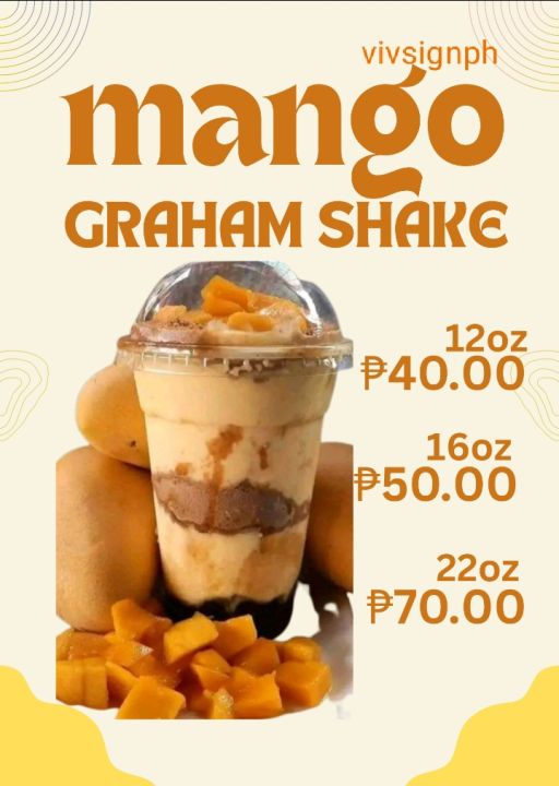 Laminated Mango Graham Shake(LOW) Signages A4 Size makapal 250mic ...