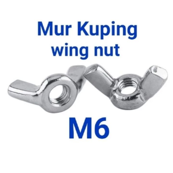 5pcs Mur kuping Besi Galvanis wing nut kupu-kupu Besi Galvanis M6 untuk ...