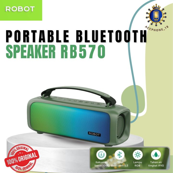 ROBOT RB570 portable bluetooth speaker RGB Lights waterproof | Lazada ...