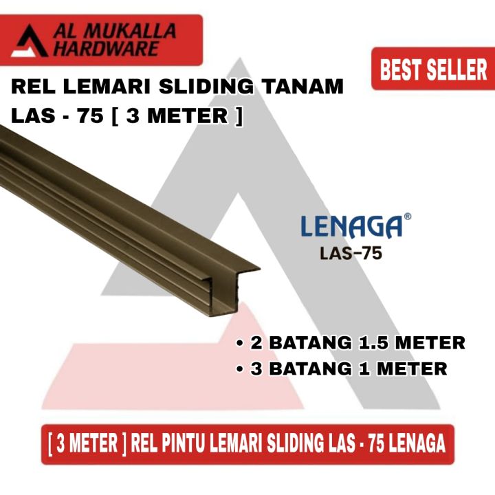 [ 3 Meter ] Rel Pintu Lemari Sliding LAS - 75 Tanam Lenaga 3 Meter ...