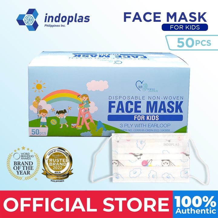 Indoplas Face Mask for Kids - 50 pcs (With Box) | Lazada PH