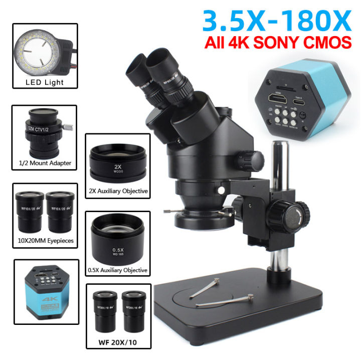 【COD】7X 45X Simul-focal Trinocular Stereo Microscope 1080P 4K HDMI Type ...
