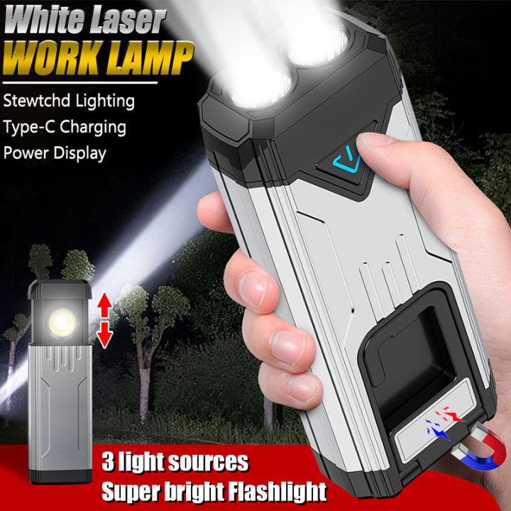 Telescopic Zoom Flashlight Type-c Rechargeable Multi Functional LED Infinite Dimming Camping ...