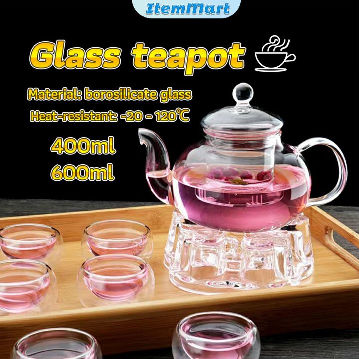 ItemMart 400ml 600ml Heat-resistant Glass Tea Set with Filter Tea Pot ...