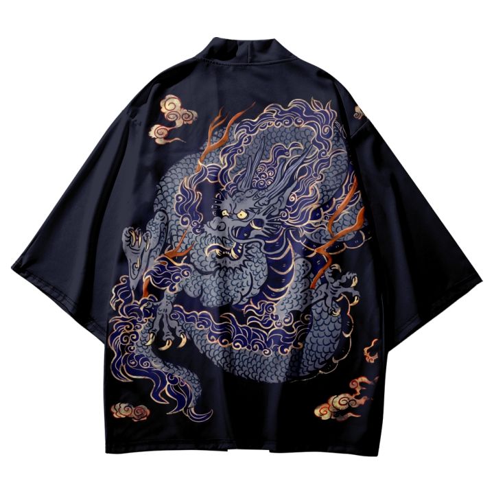 Chinese Fad Ukiyo-E Dragon Robe Improved Hanfu Haori Robe Japanese ...