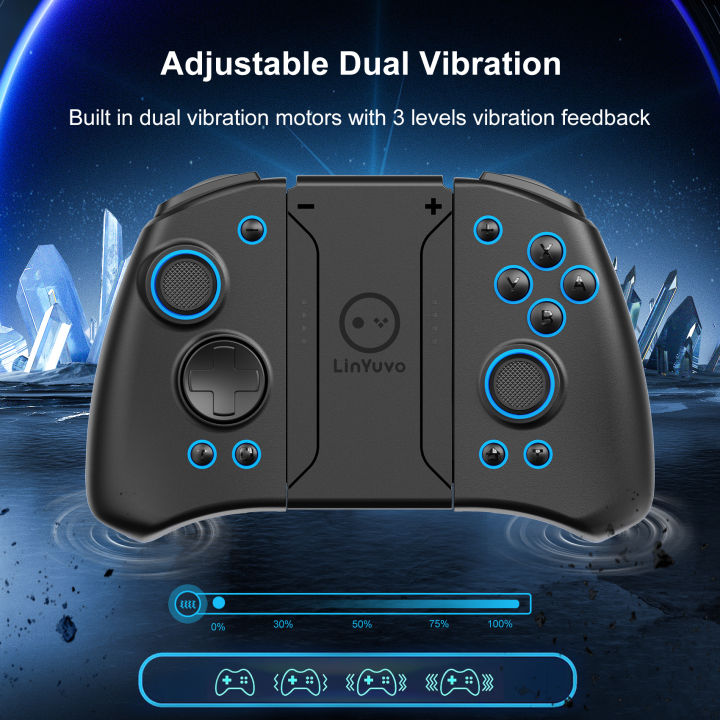 LinYuvo Meteor Light Wireless Joy-pad with Mechanical Buttons for Switch/OLED, with Programmable ...
