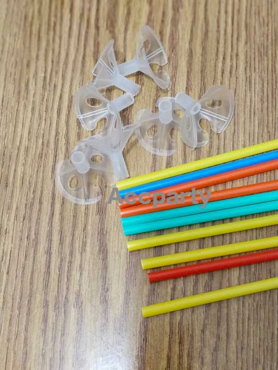 Stick balon + Cup Warna Mix / Tangkai Balon / Gagang Balon (50set ...