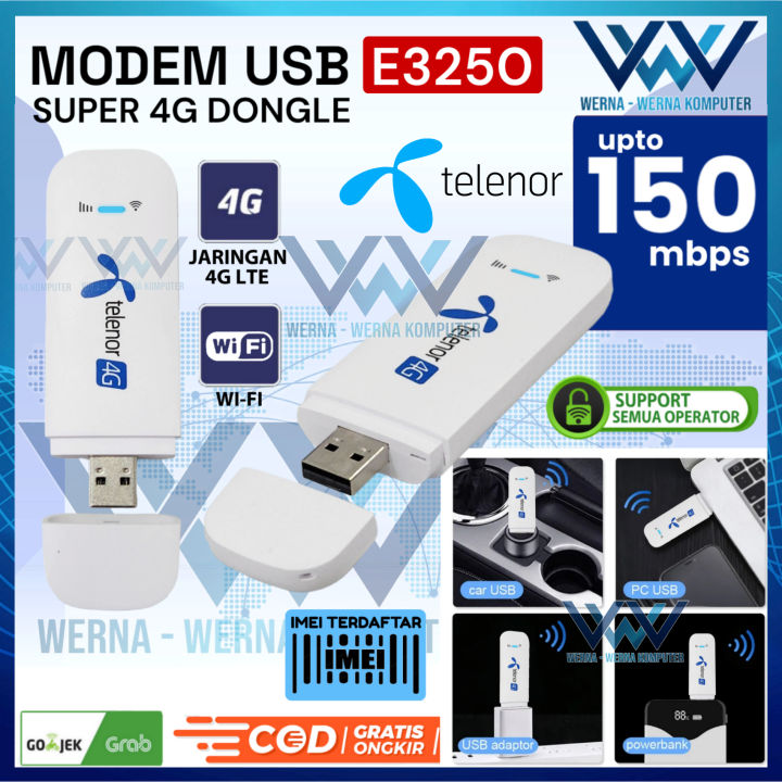 4G LTE USB MODEM E3250 Telenor Wireless WiFi 150 mbps Modem stick ...