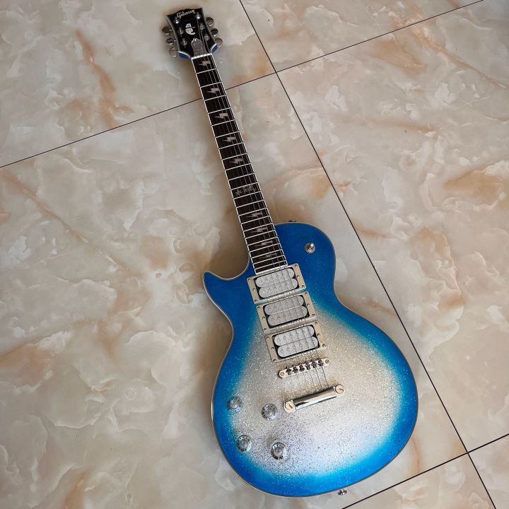 Gibson Les Paul Custom Left Hand Electric Guitar Silverburst Blue ...