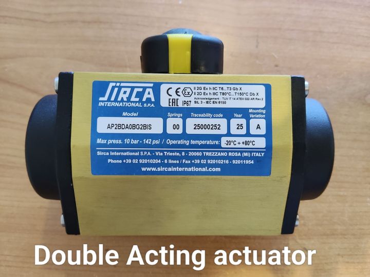 SIRCA Double acting actuator Pneumatic type for quator turn valve (Ball ...
