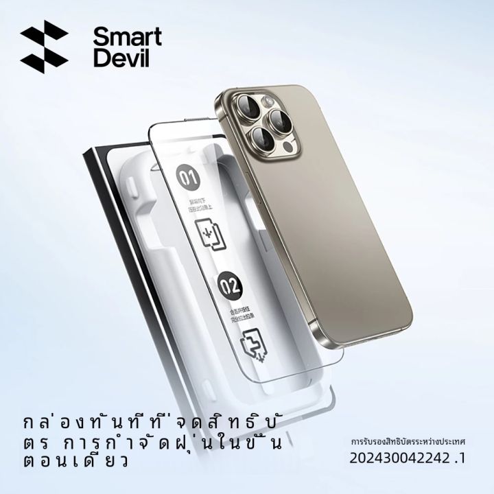 SmartDevil 1/2PCSฝุ่น-ฟรีกล่องป้องกันหน้าจอสําหรับiPhone 16 Pro Max HDความเป็นส่วนตัวกระจกนิรภัย ...