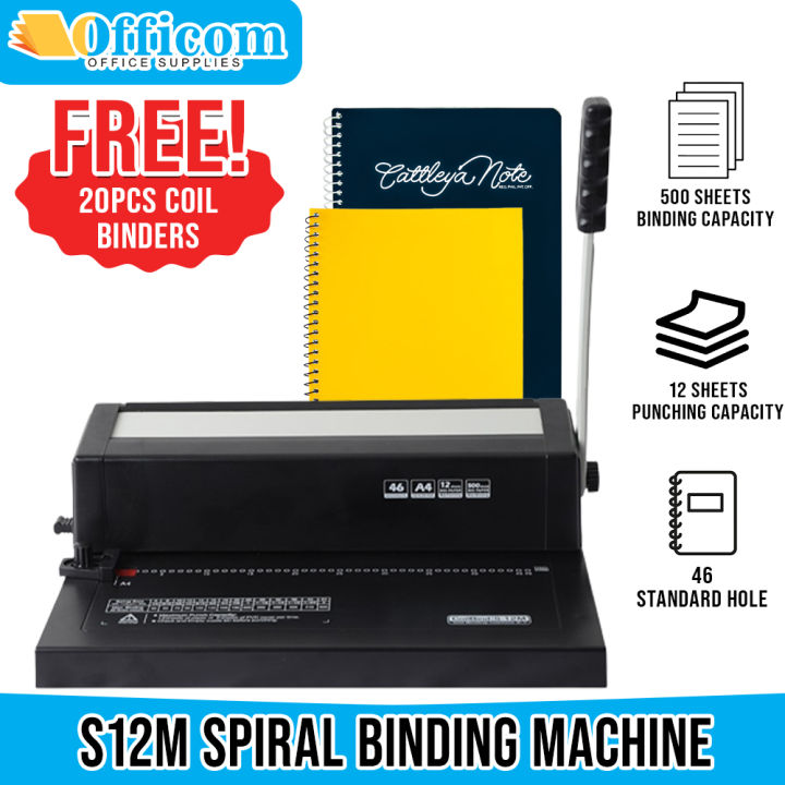 Officom S12M Spiral Binding Machine A4 Size Heavy Duty Binder 500 ...