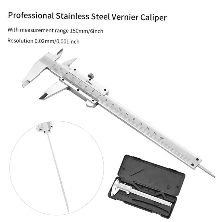 Professional Stainless Steel Vernier Caliper Gauge 0-150mm Sliding ...