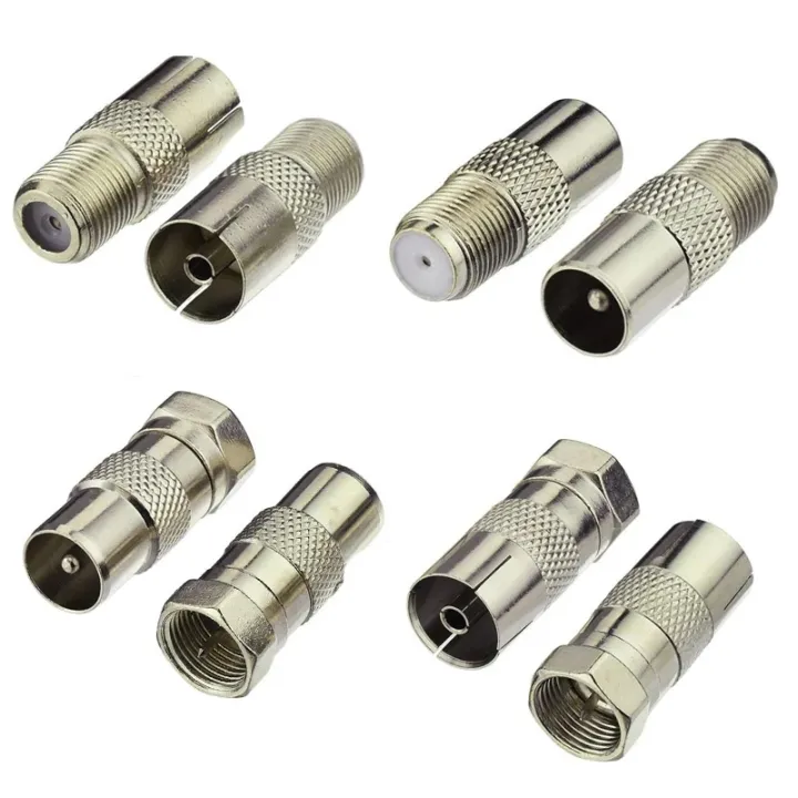 F TV to IEC PAL DVB-T Male Plug & Female Jack Striaght RF Adapter ...