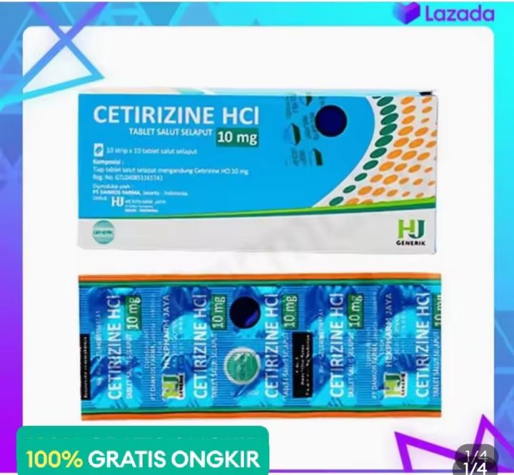 CETIRIZINE HCI HJ OBAT GATAL ALERGI 10mg 1STRIP | Lazada Indonesia