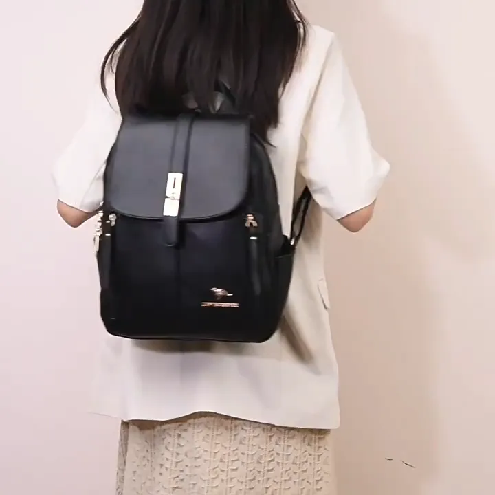 COD Luxury Women Leather Backpacks for Girls Sac A Dos Casual Daypack Black Vintage Backpack ...