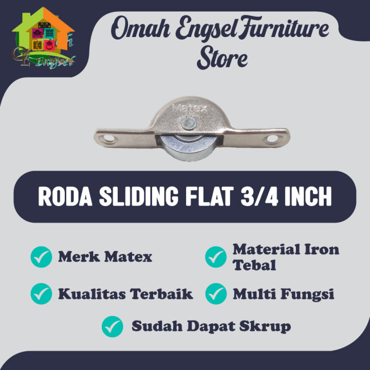 Roda sliding rata roda pintu jendela 3/4 inch (19mm) A.01A roda ulih ...