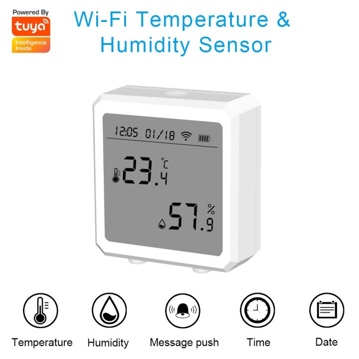 Tuya Smart Hygrometer Thermometer with LCD Display WIFI Temperature and Humidity Sensor Indoor ...