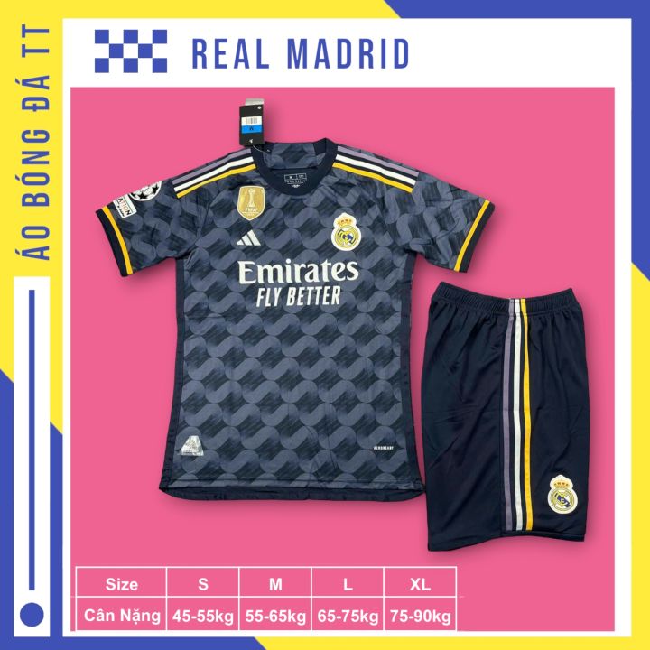 Áo Bóng Đá CLB Real Madrid sân khách 2023 2024 full logo chuẩn form thi ...