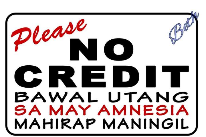 Please Bawal Utang sa May Amnesia Signage PVC Plastic (Like ID) 7.8x11 ...